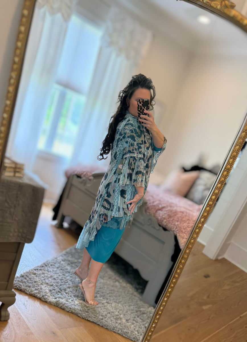 Light Blue Leopard Lace Cardigan – Zadie B's Fashions